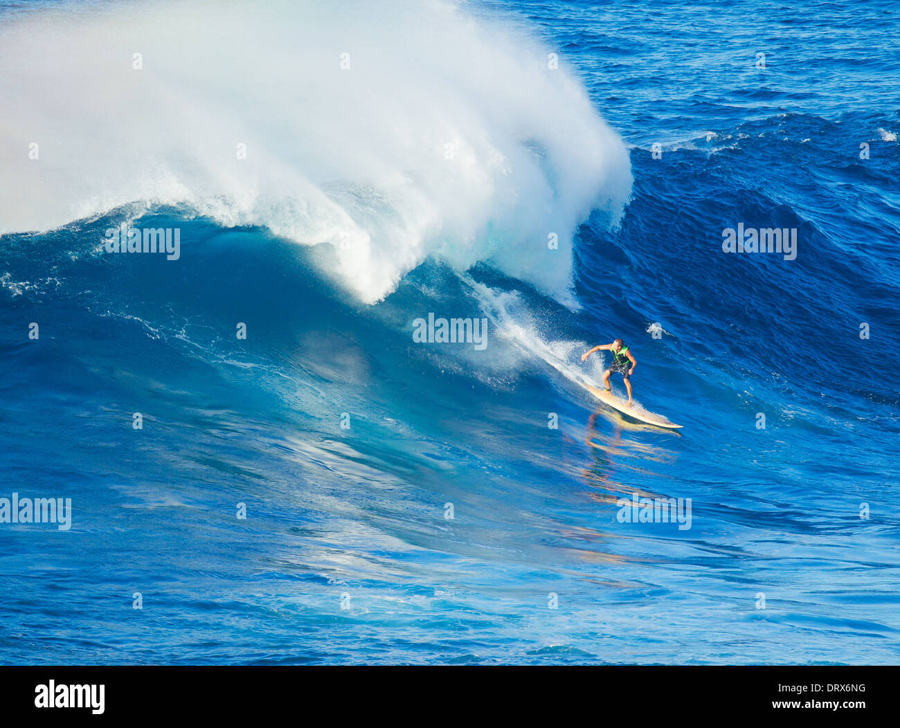 Extreme surfer riding giant ocean wave in Hawaii Stock Photo - Alamy