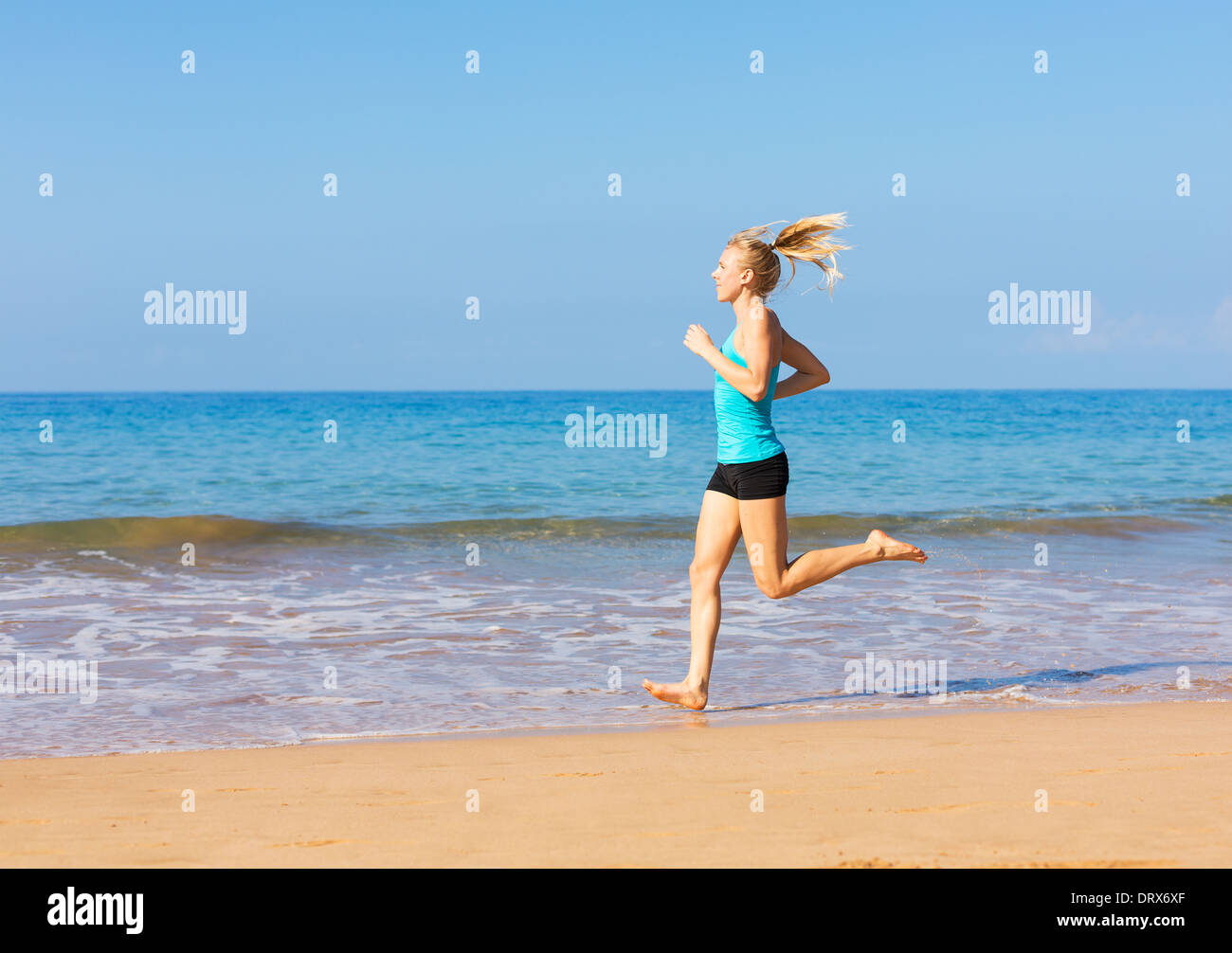 Woman Jog Beach Happy High Resolution Stock Photography and Images - Alamy