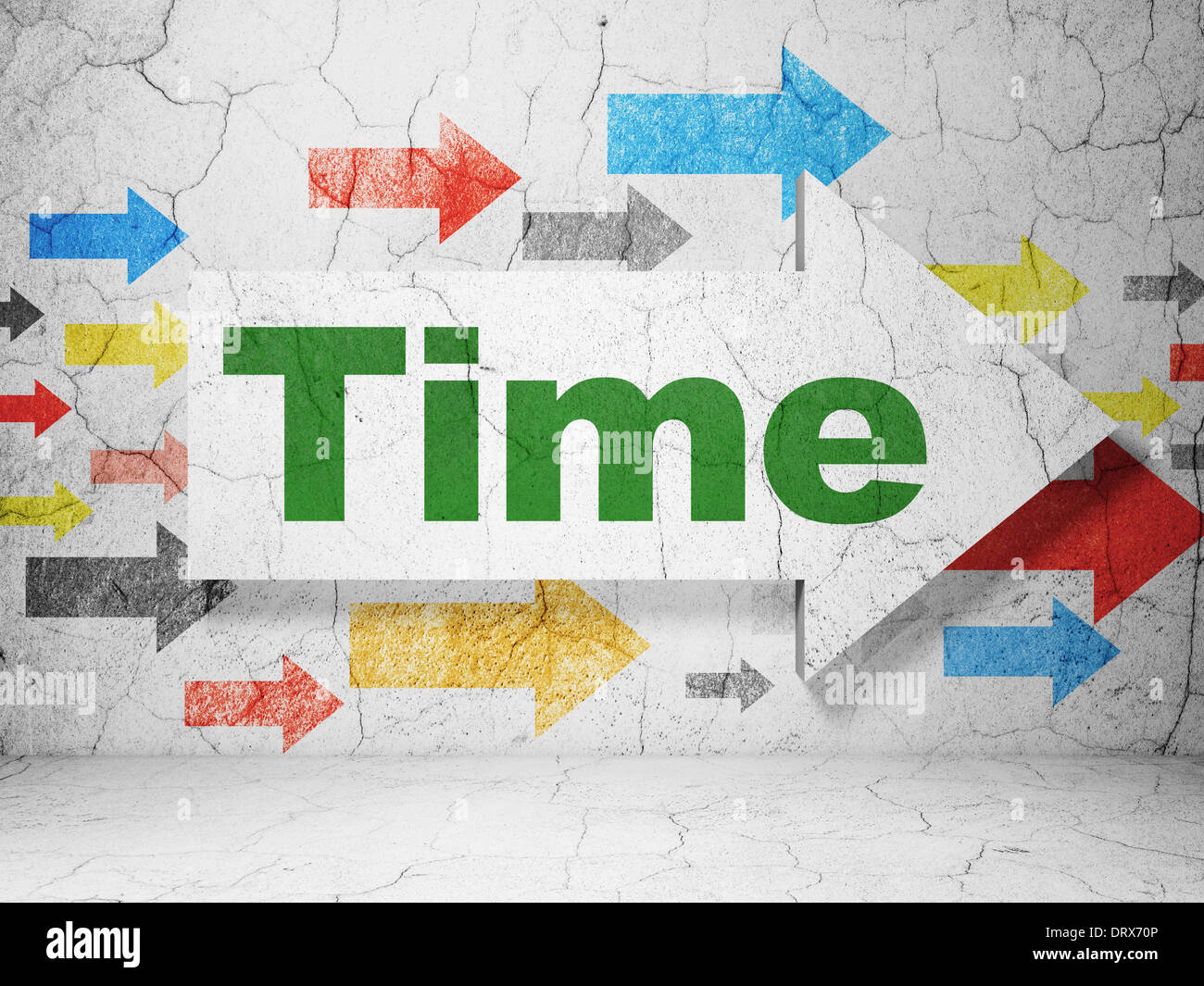 Timeline concept: arrow with Time on grunge wall background Stock Photo ...
