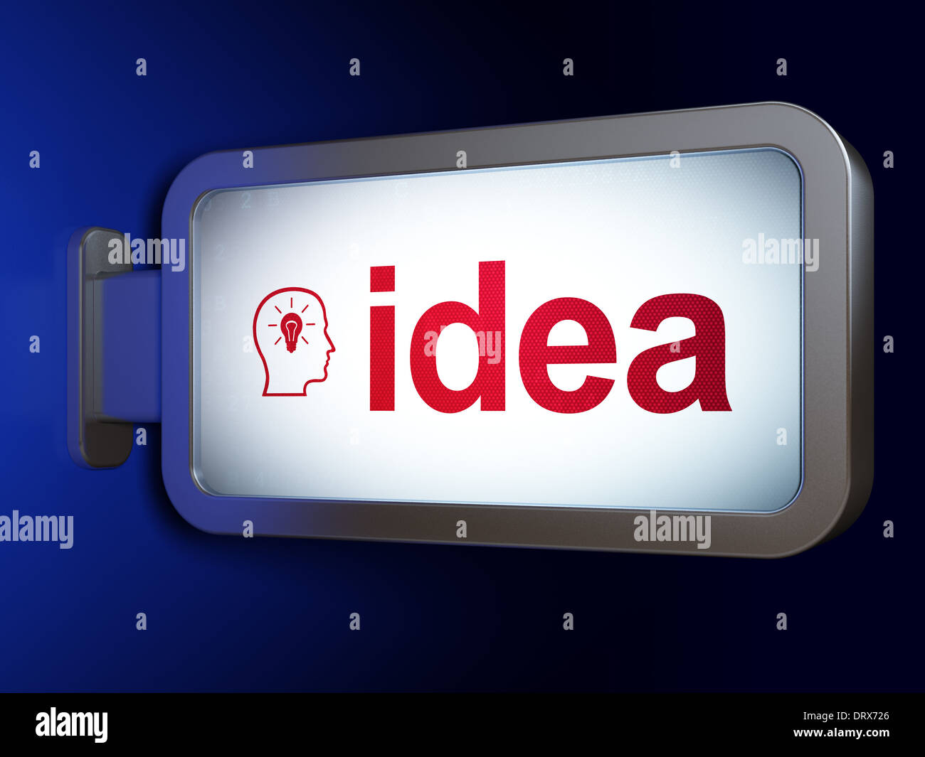 Advertising concept: Idea and Head With Lightbulb on billboard ...