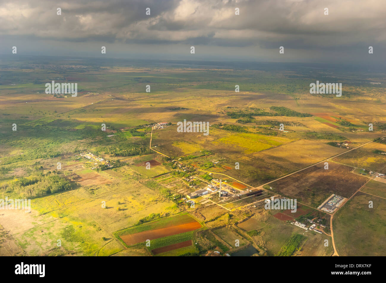 havana cuba aerial shot fields agriculture land landscape clouds ...