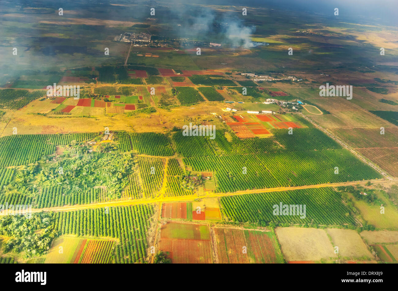 havana cuba aerial shot fields agriculture land landscape clouds ...