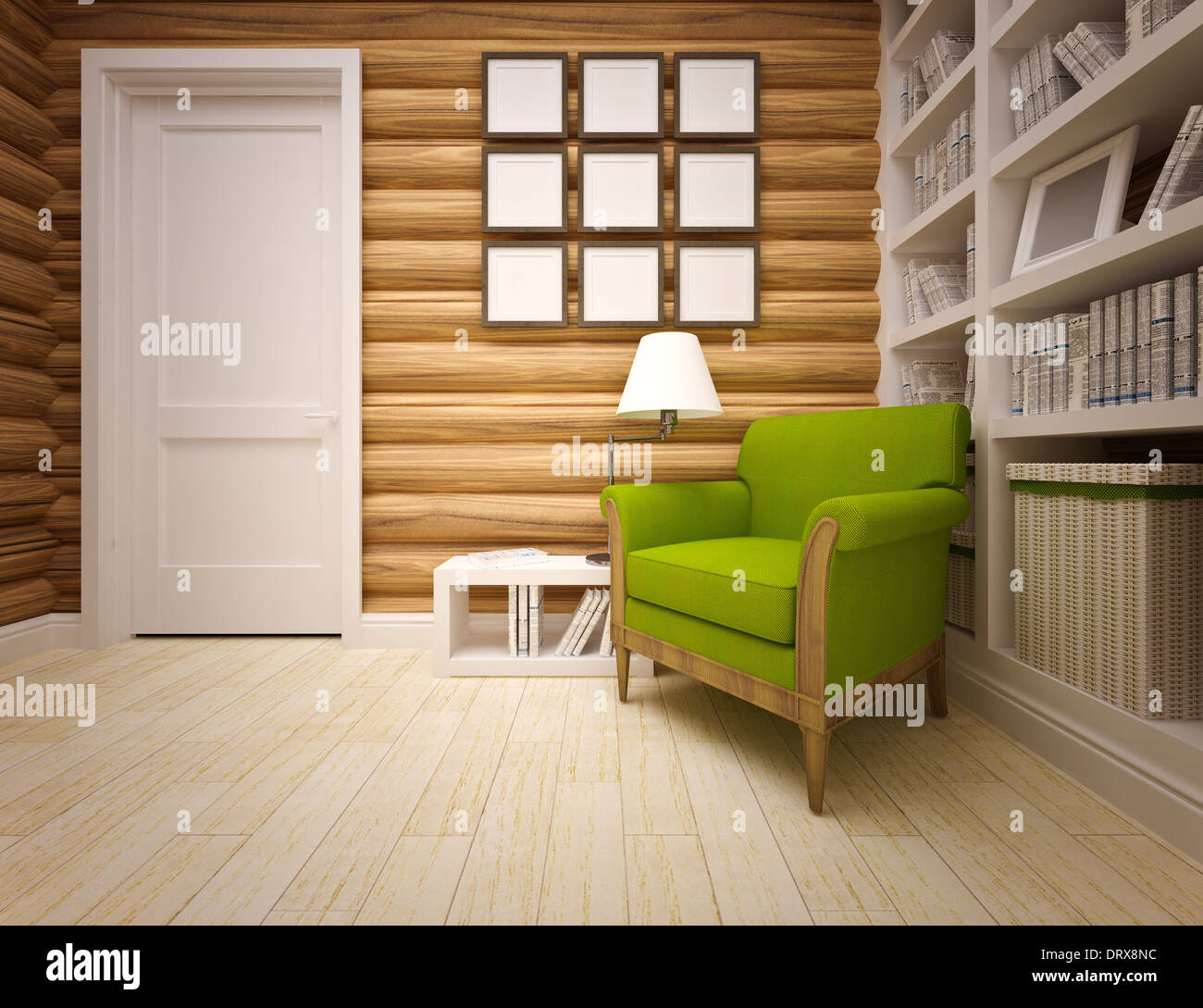 modern interior of wooden house Stock Photo - Alamy