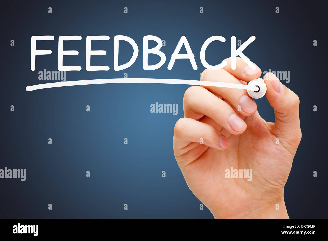 Hand writing Feedback with white marker on transparent wipe board Stock ...