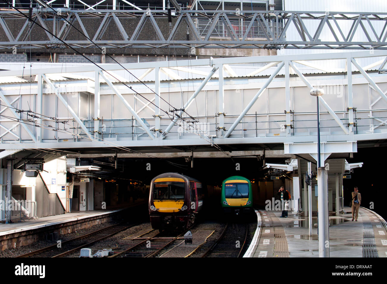 CrossCountry and London Midland trains at New Street Station during refurbishment, Birmingham ...