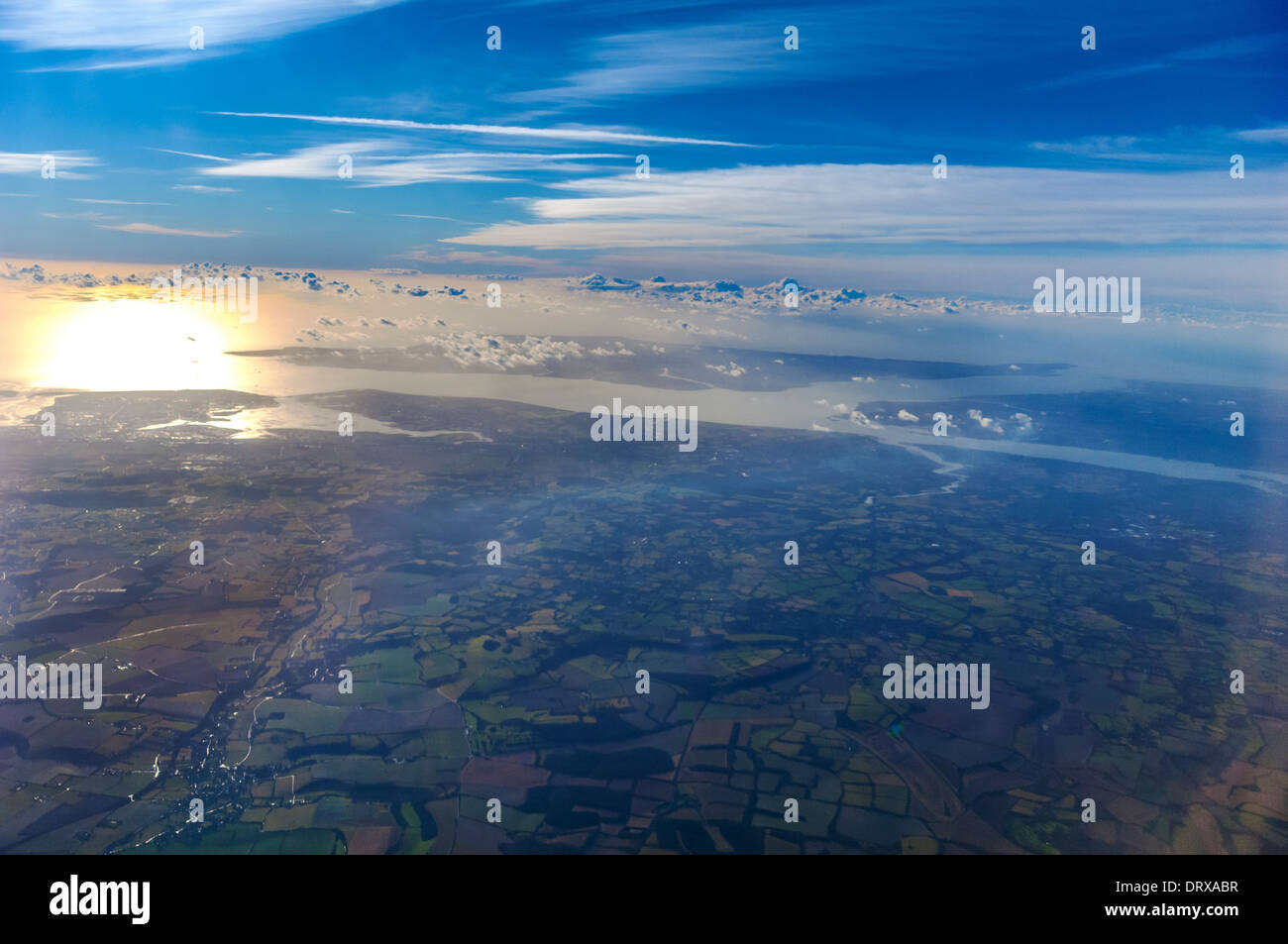 isle of white,30,000 ft,aerial,shot,land patterns taken from a plane in ...