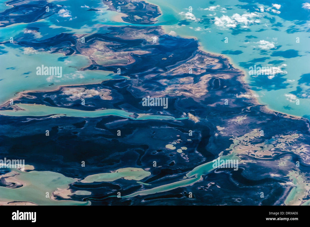 andros island,caribbean,cloud patterns taken from a plane in the ...