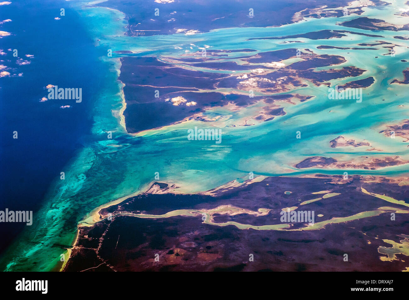 andros island,caribbean,cloud patterns taken from a plane in the ...