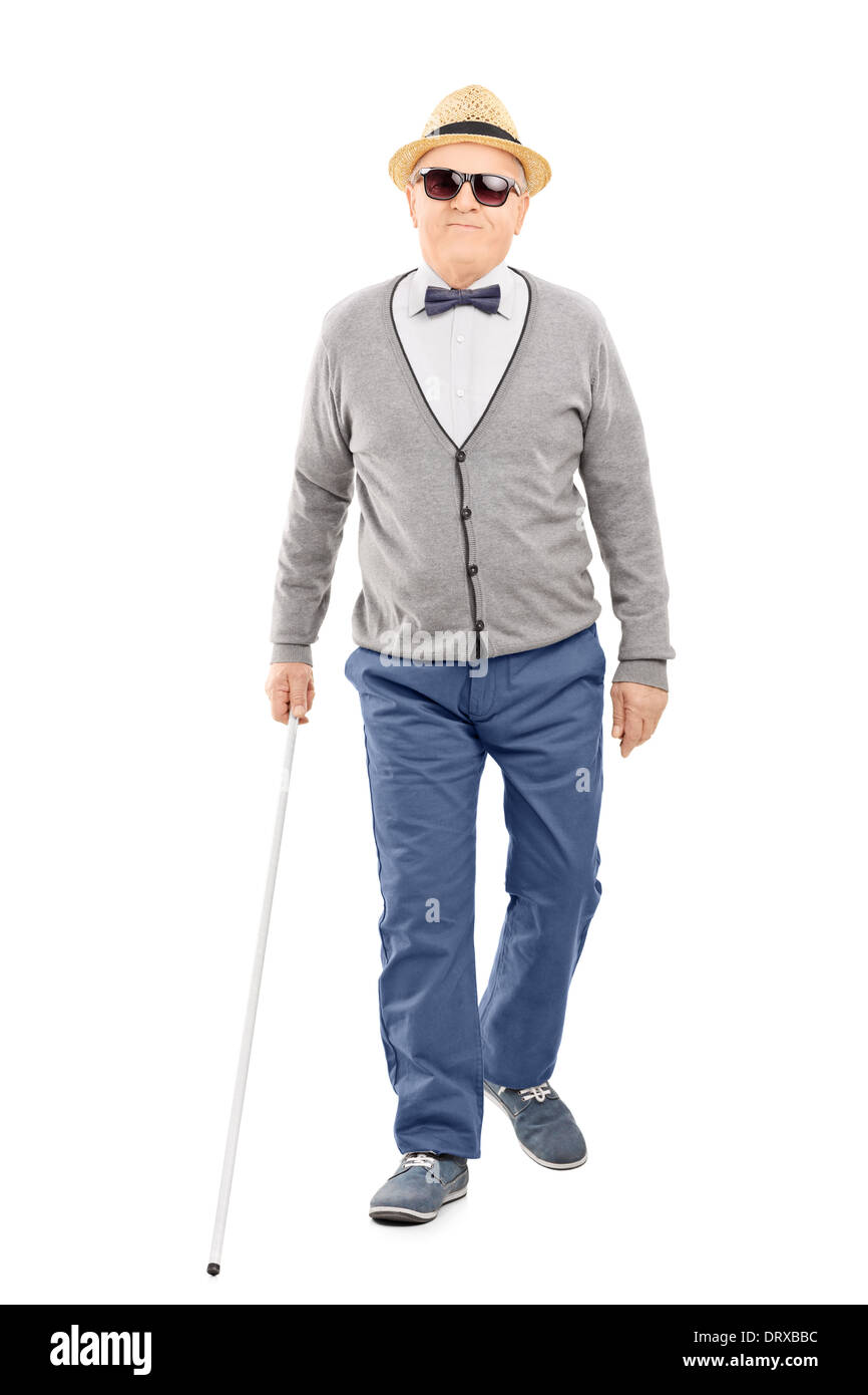 Blind man with a white stick hi-res stock photography and images - Alamy