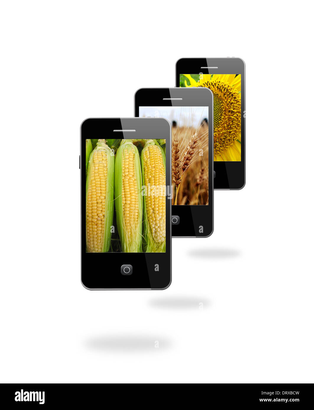 modern mobile phones with different colored images Stock Photo - Alamy