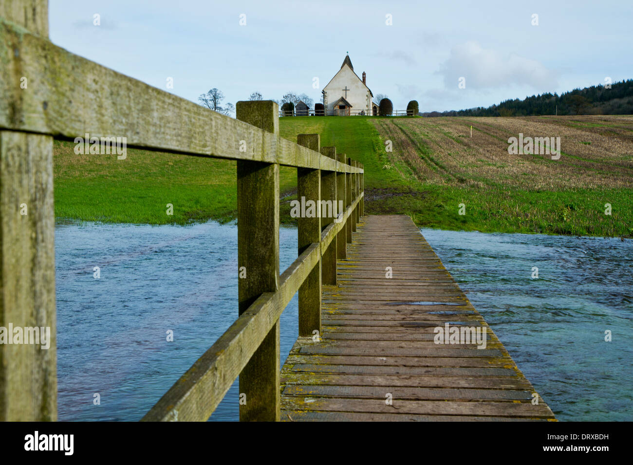 Chapel of St Hubert Idsworth Hampshire in flood Stock Photo - Alamy