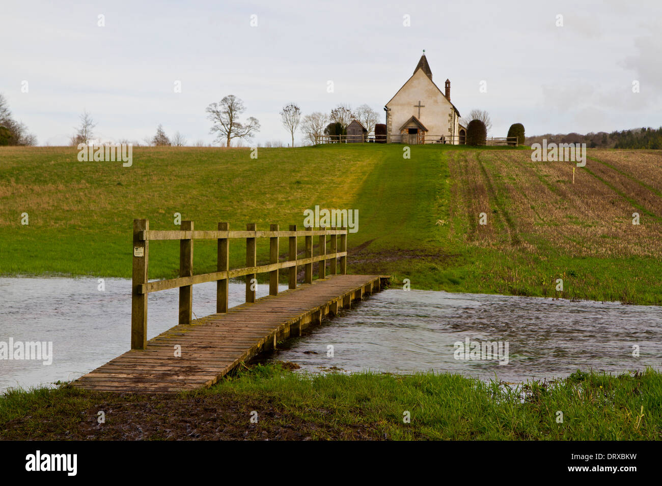 Chapel of St Hubert Idsworth Hampshire in flood Stock Photo - Alamy