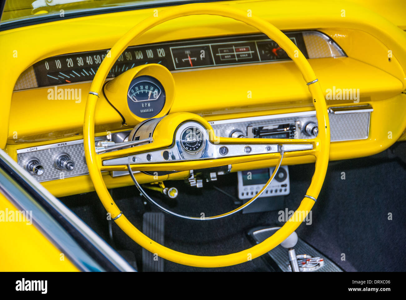 Yellow chevy interior Stock Photo - Alamy