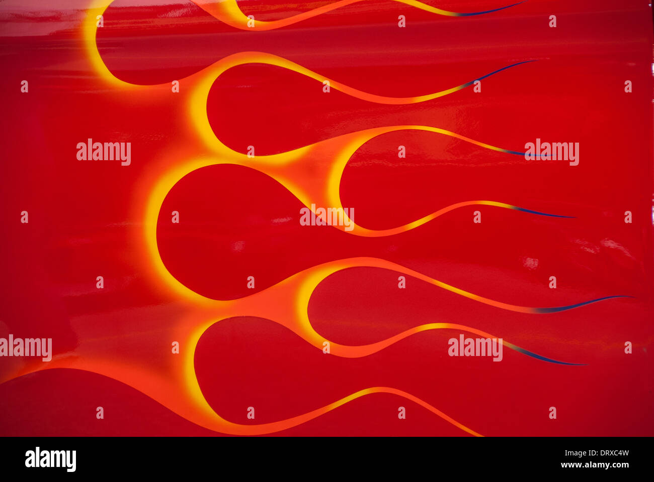 Red flames on car landscape Stock Photo - Alamy