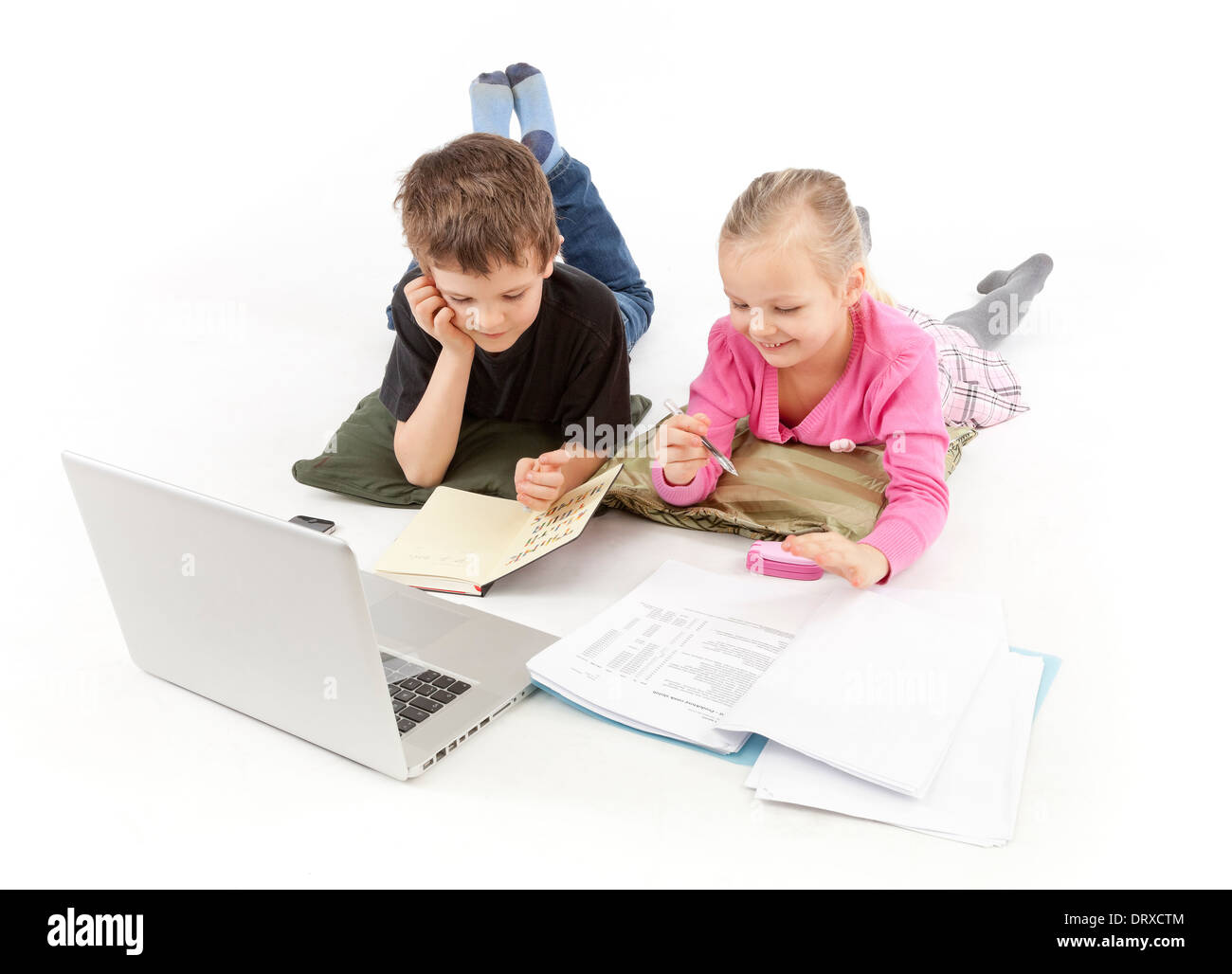 Child Boss and his child Secretary watching the Laptop and call Stock ...