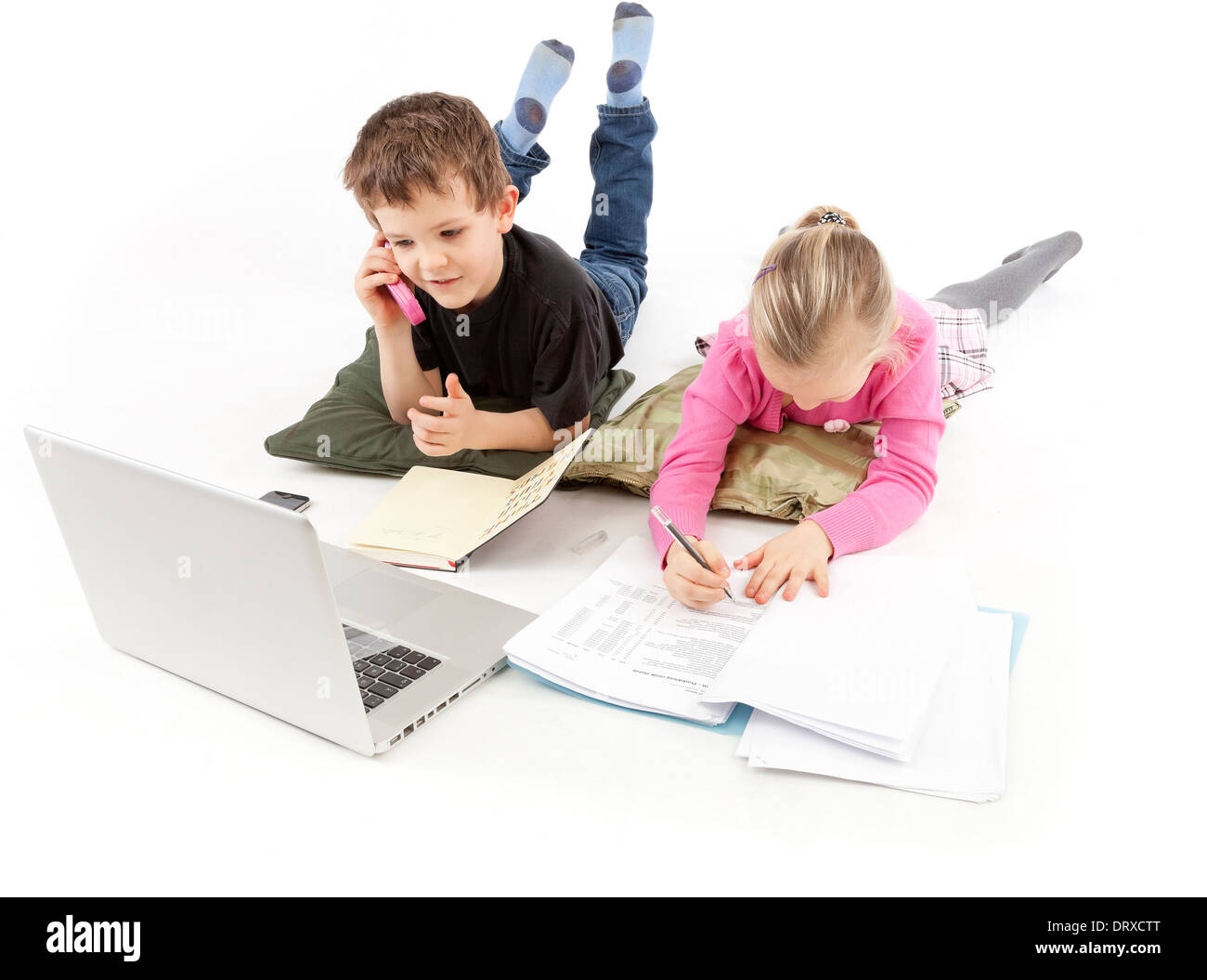 Child Boss and his child Secretary watching the Laptop and call Stock ...