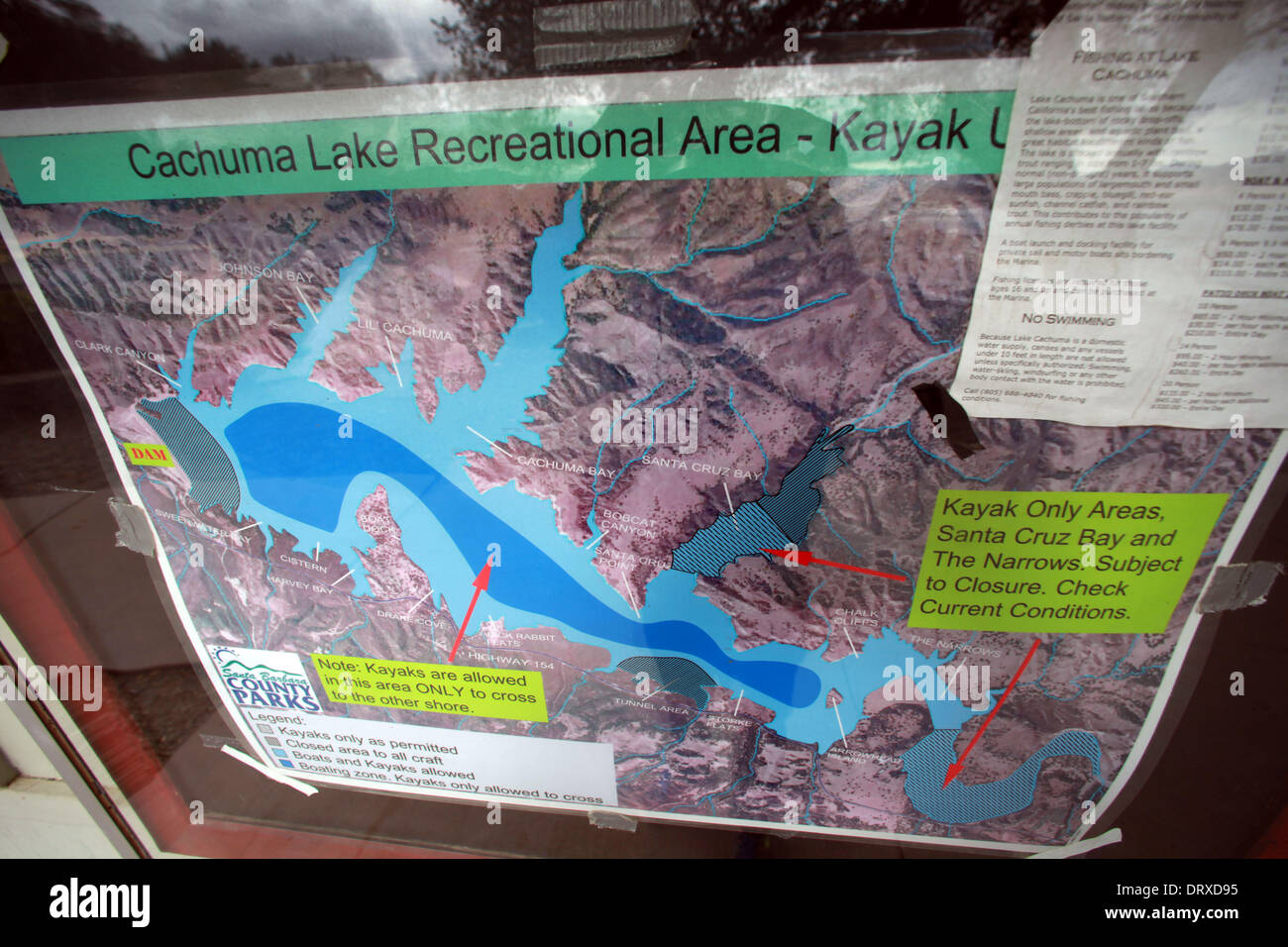 Cachuma Lake, California, USA. 2nd Feb, 2014. A map of the lake warns ...