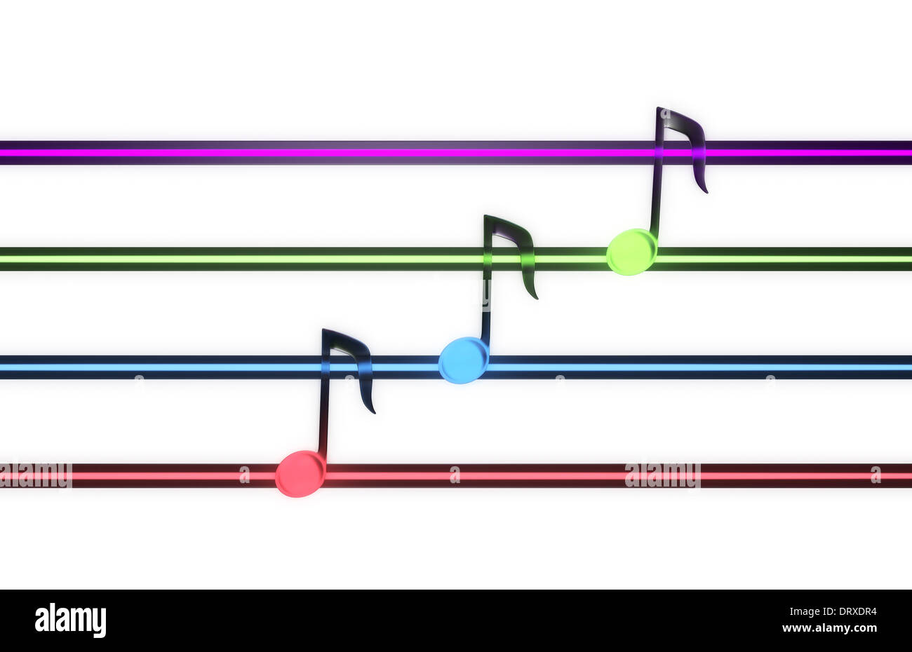 Colorful musical notes and bars isolated on a white background Stock ...