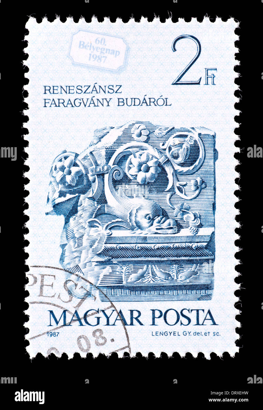 Postage stamp from Hungary depicting masonry details from the medieval ...