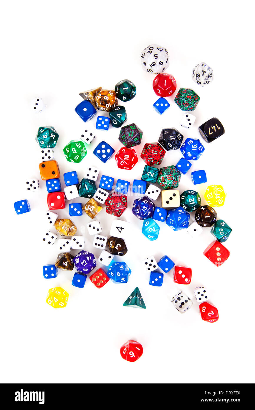 Various dices. All on white background Stock Photo - Alamy