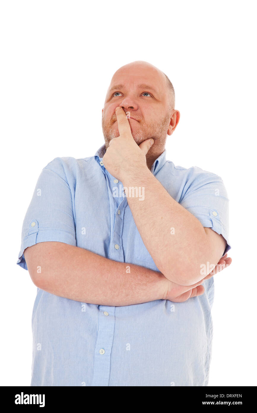 Casual guy deliberates a decision. All on white background Stock Photo ...