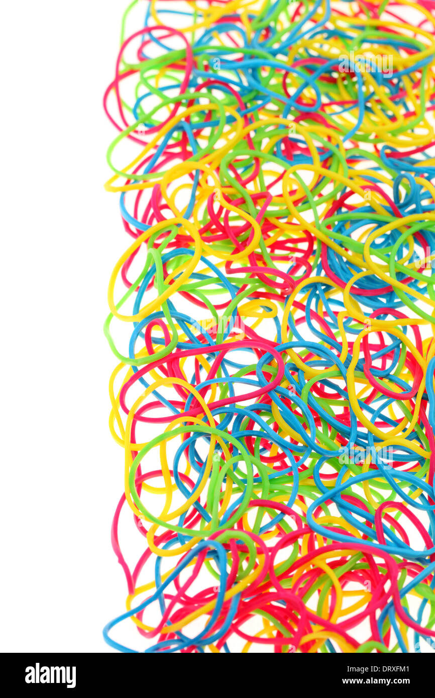 colorful rubber bands isolated on white background Stock Photo - Alamy
