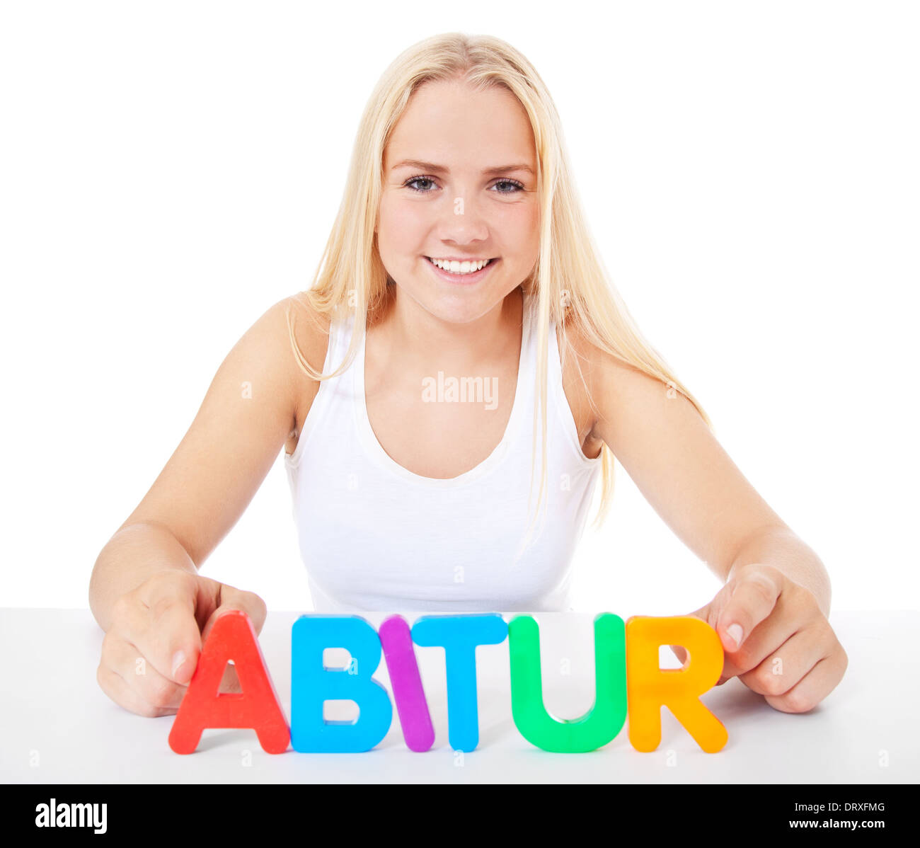 Attractive girl fomrng the german term Abitur (eq. high school diploma ...