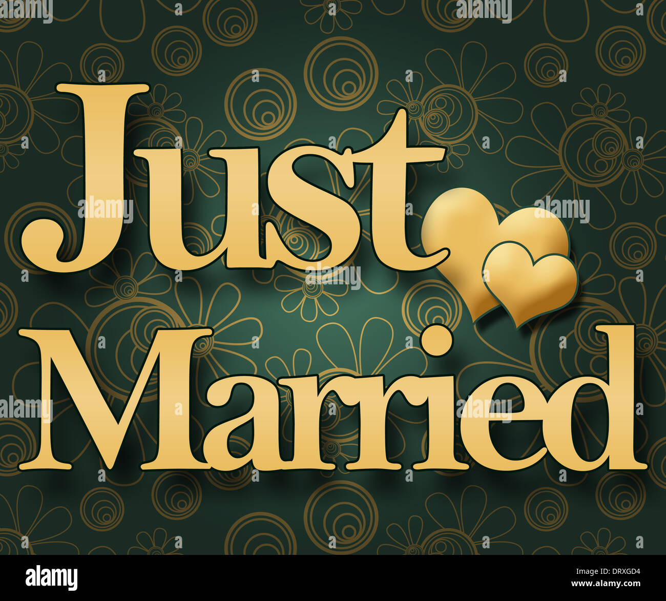Just Married - Green Floral Stock Photo - Alamy