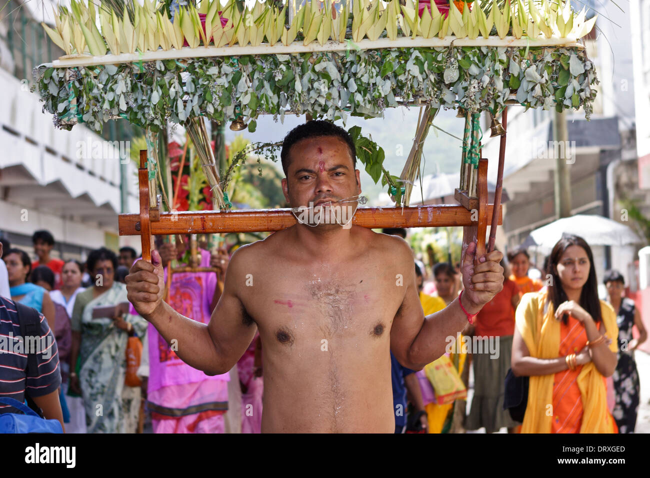 A devotee of Lord Muruga carrying a decorative cavadee during the ...