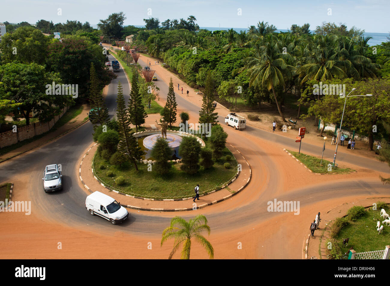 Traffic circle on the Banjul-Serrakunda highway, Banjul, the Gambia ...