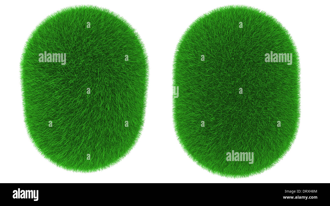 Capsule shape object covered with grass isolated on white background ...