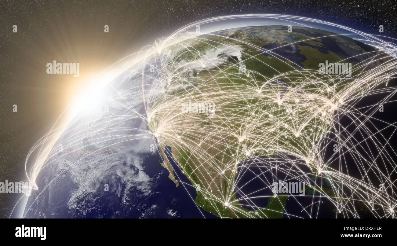 Flight paths map hi-res stock photography and images - Alamy