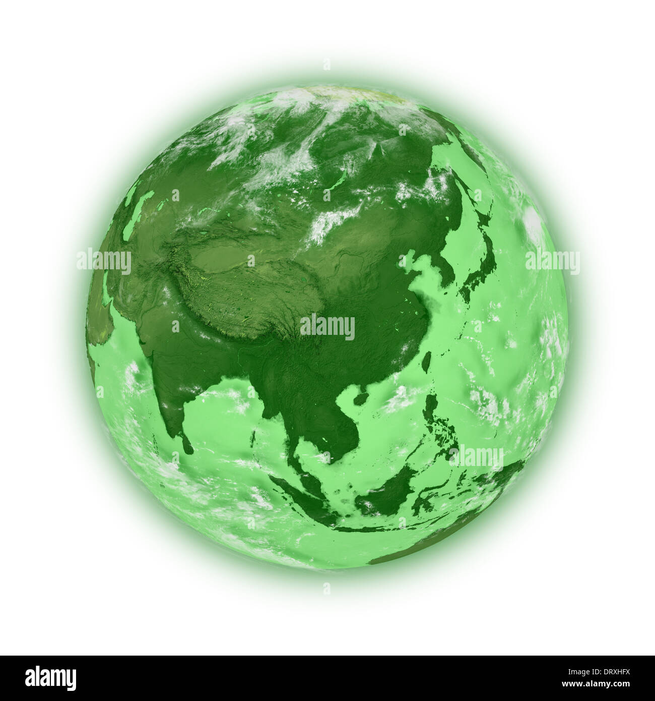 Southeast Asia on green planet Earth isolated on white background ...