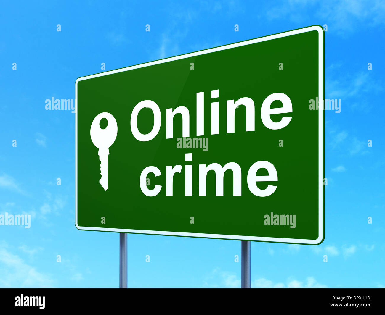 Security concept: Online Crime and Key on road sign background Stock ...