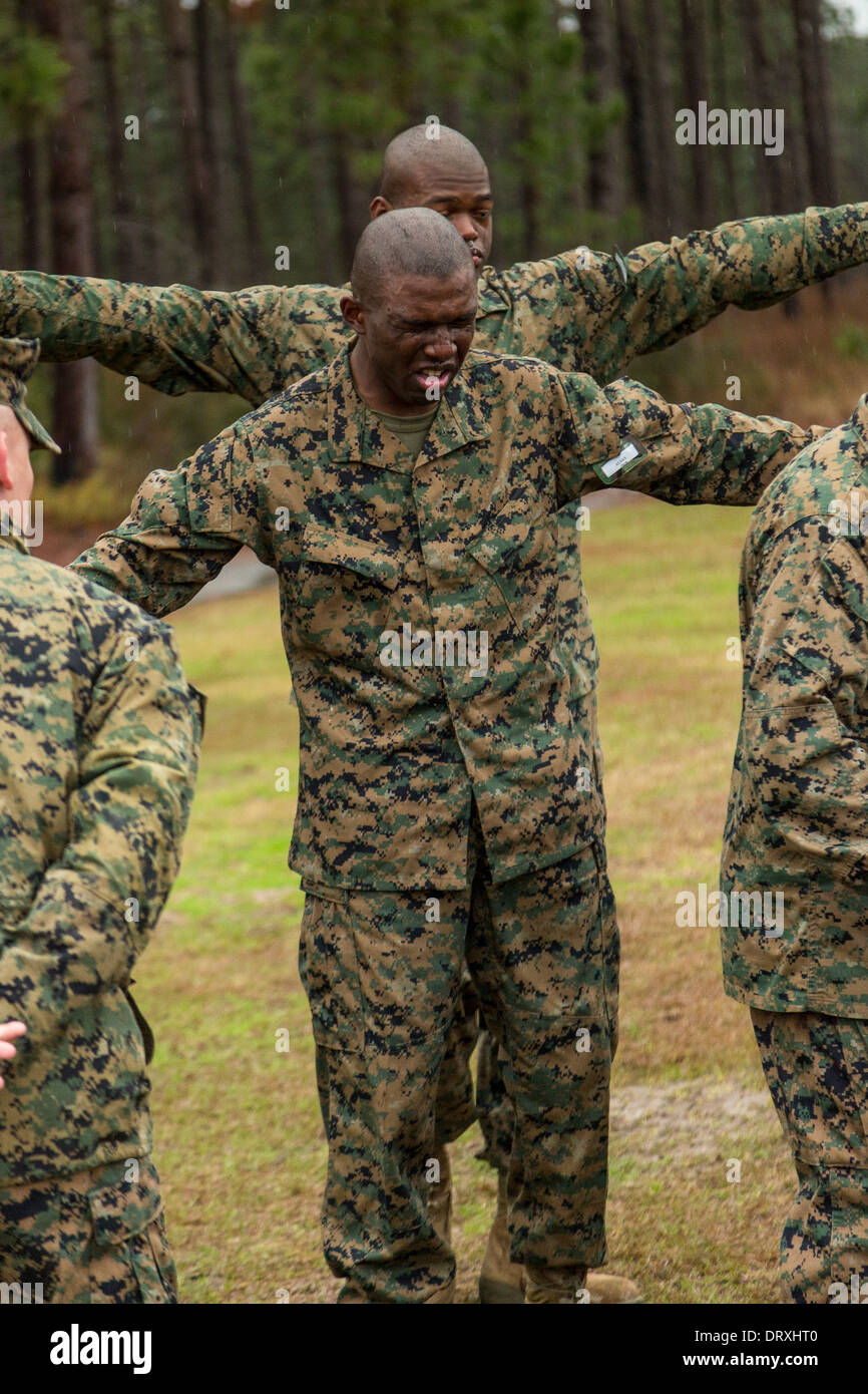US Marine recruits choke and gasp for air after exiting the gas chamber ...