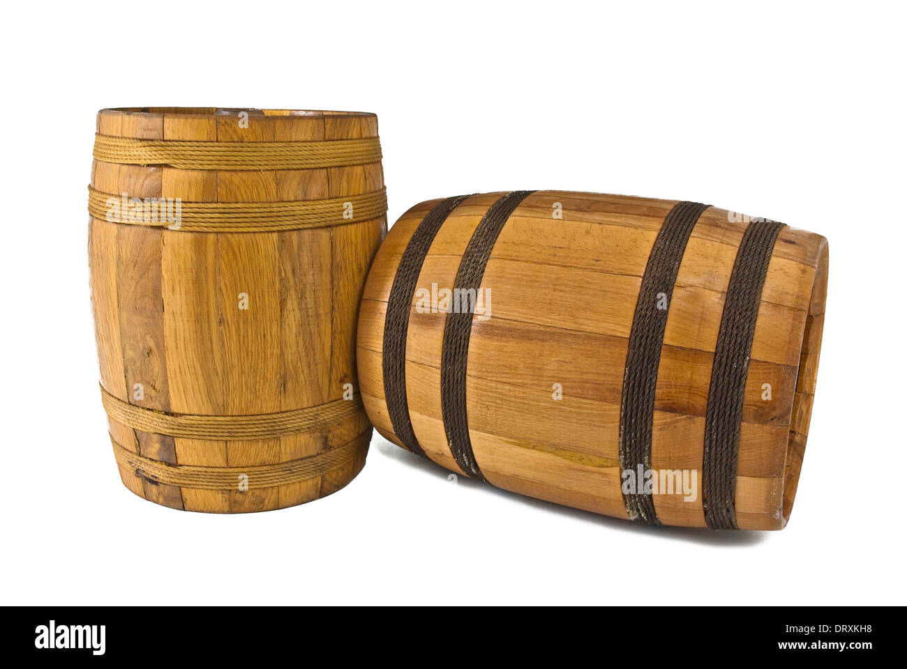 2 barrels for wine isolated on white Stock Photo - Alamy