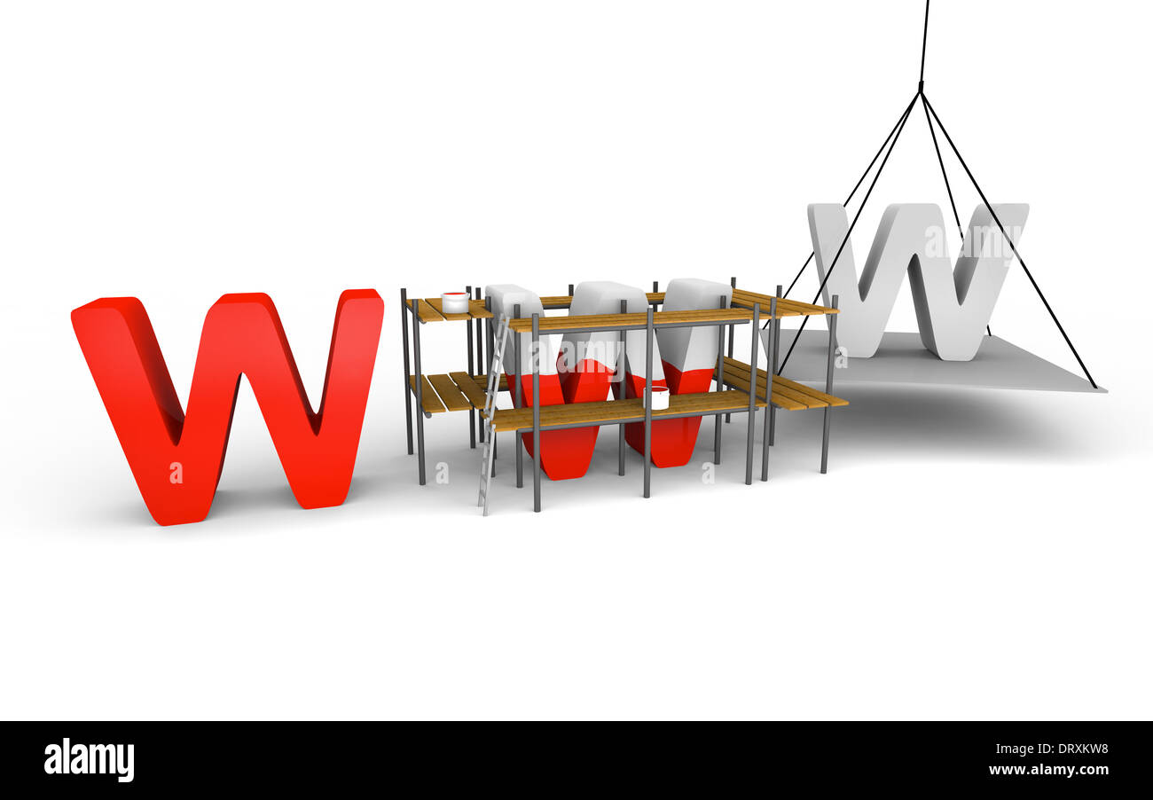 Concept of building website with letters www being built and painted ...