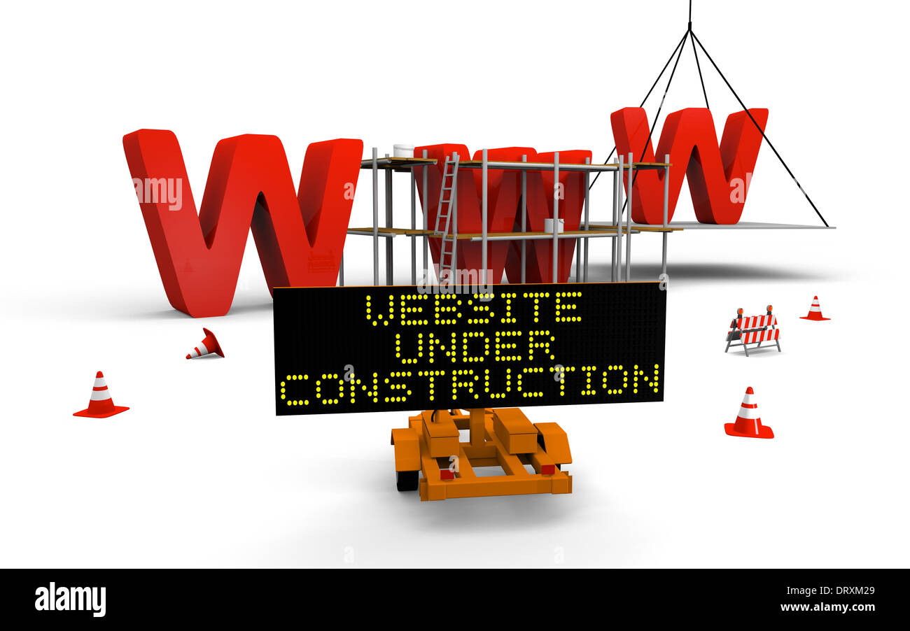 Concept of building website with letters www being built and painted ...