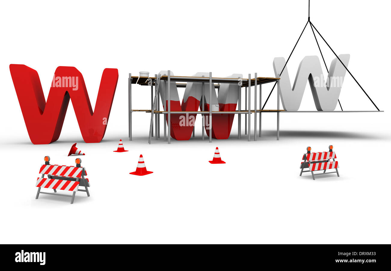 Concept of website under construction with www being built and painted ...