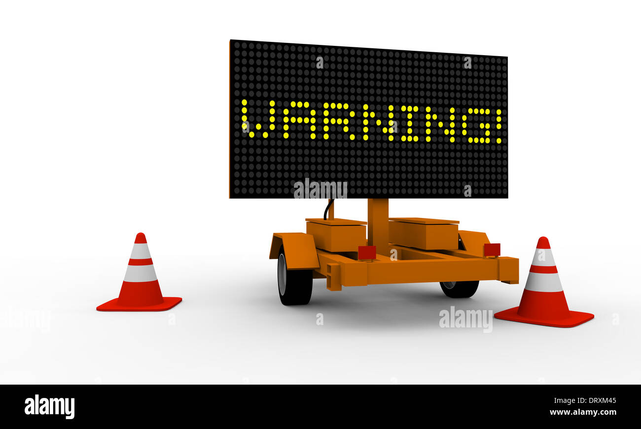 Road maintenance trolley displaying warning on the signboard Stock ...