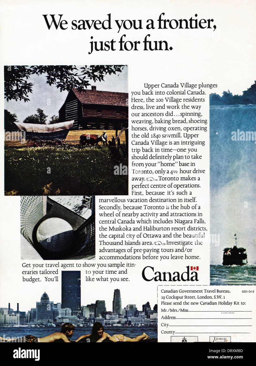 1960s magazine advertisement advertising tourism in CANADA, advert ...