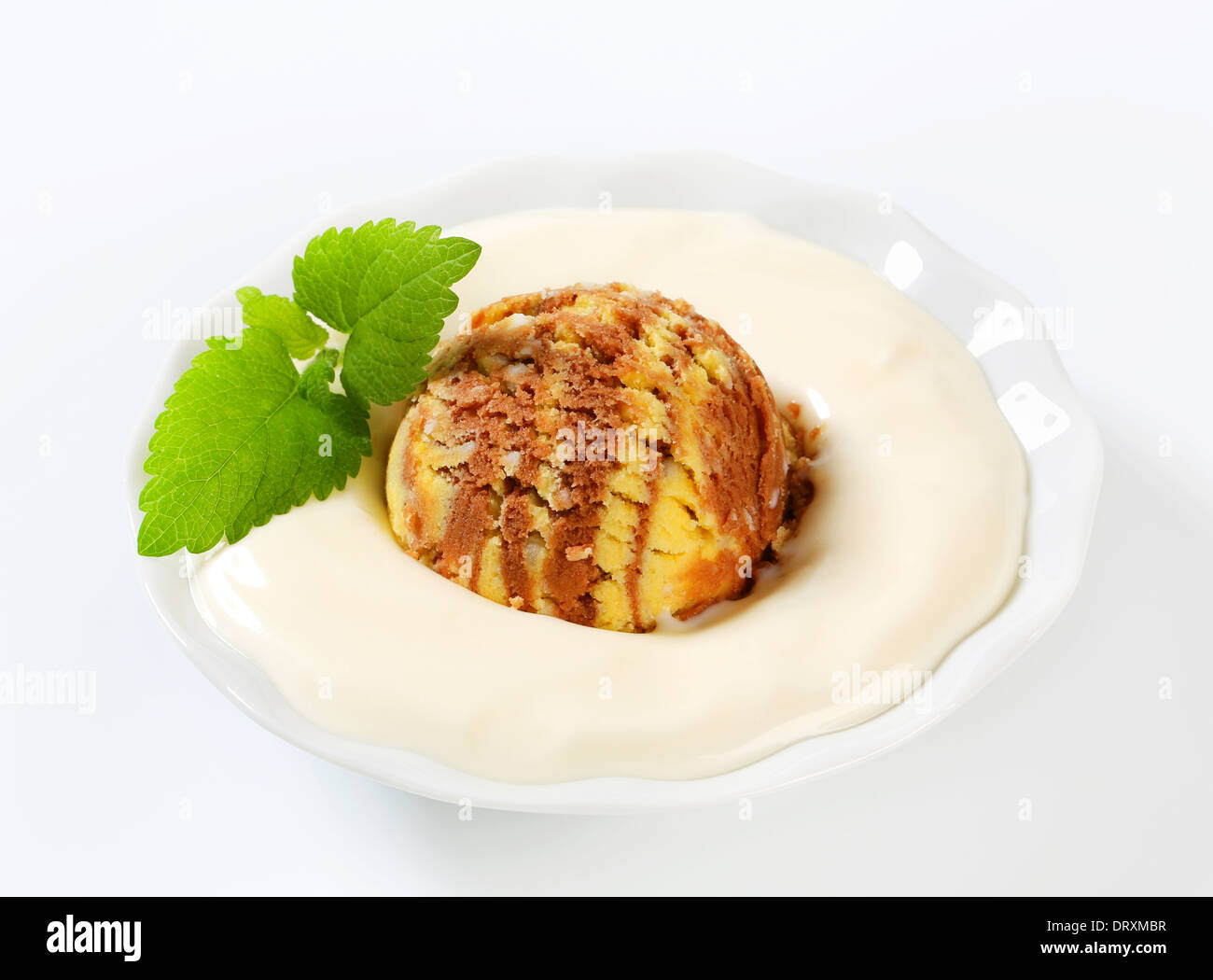 Vanilla pudding and scoop of ice cream Stock Photo - Alamy