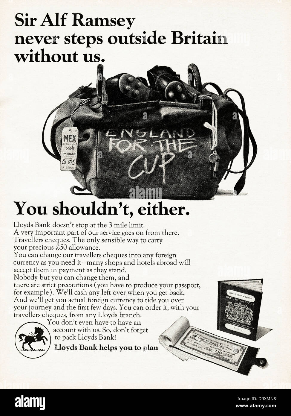 1960s magazine advertisement advertising LLOYDS BANK featuring Sir Alf ...