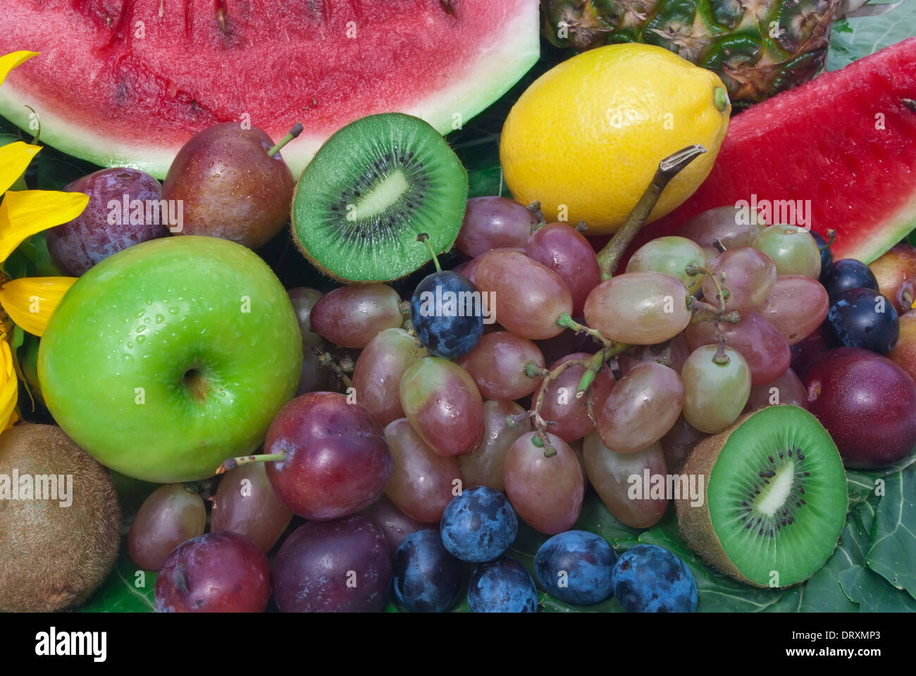 The group of fruits and vegetables closeup view Stock Photo - Alamy