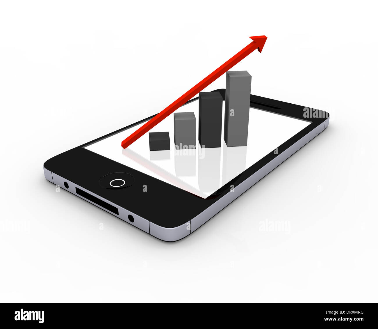 Smartphone with growth chart on white screen Stock Photo - Alamy