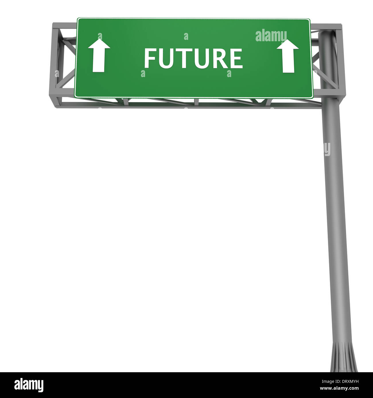 Highway signboard pointing forward displaying FUTURE Stock Photo - Alamy