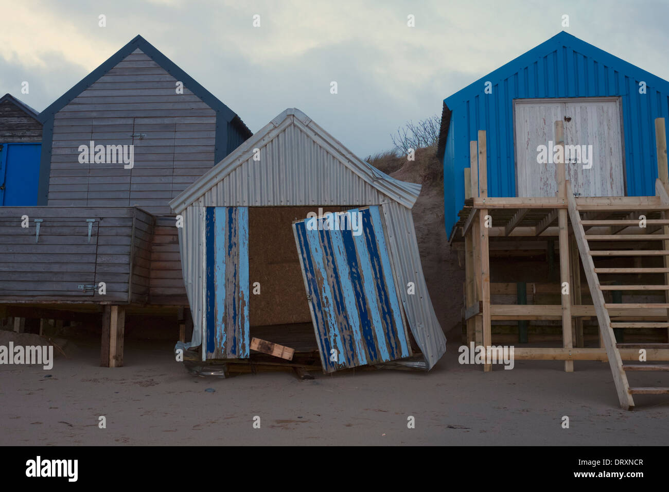 Damage to beach huts caused by combination of high winds and spring ...