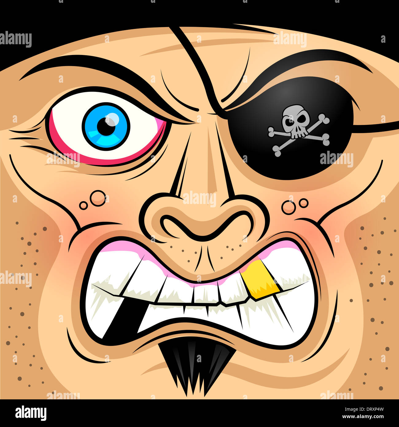 Square Faced Angry Pirate - Vector illustration Stock Photo - Alamy