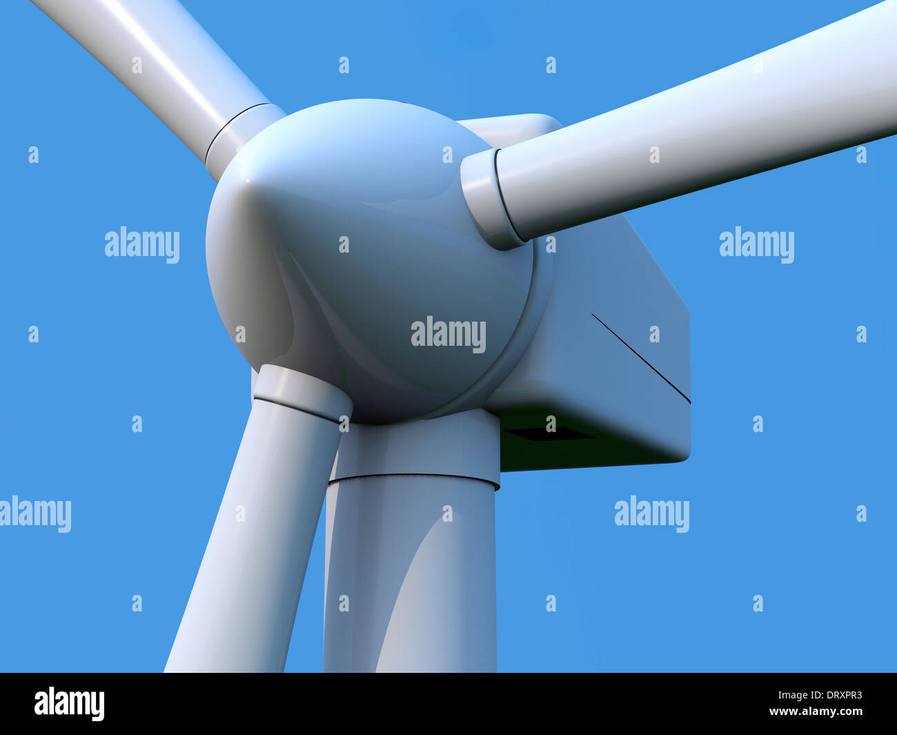 Detail of wind turbine rotor on blue background Stock Photo - Alamy