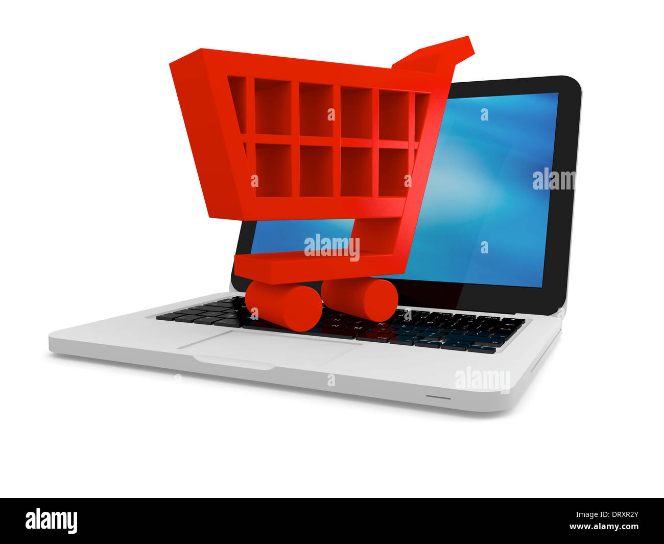 3D illustration of shopping cart symbol on a laptop Stock Photo - Alamy
